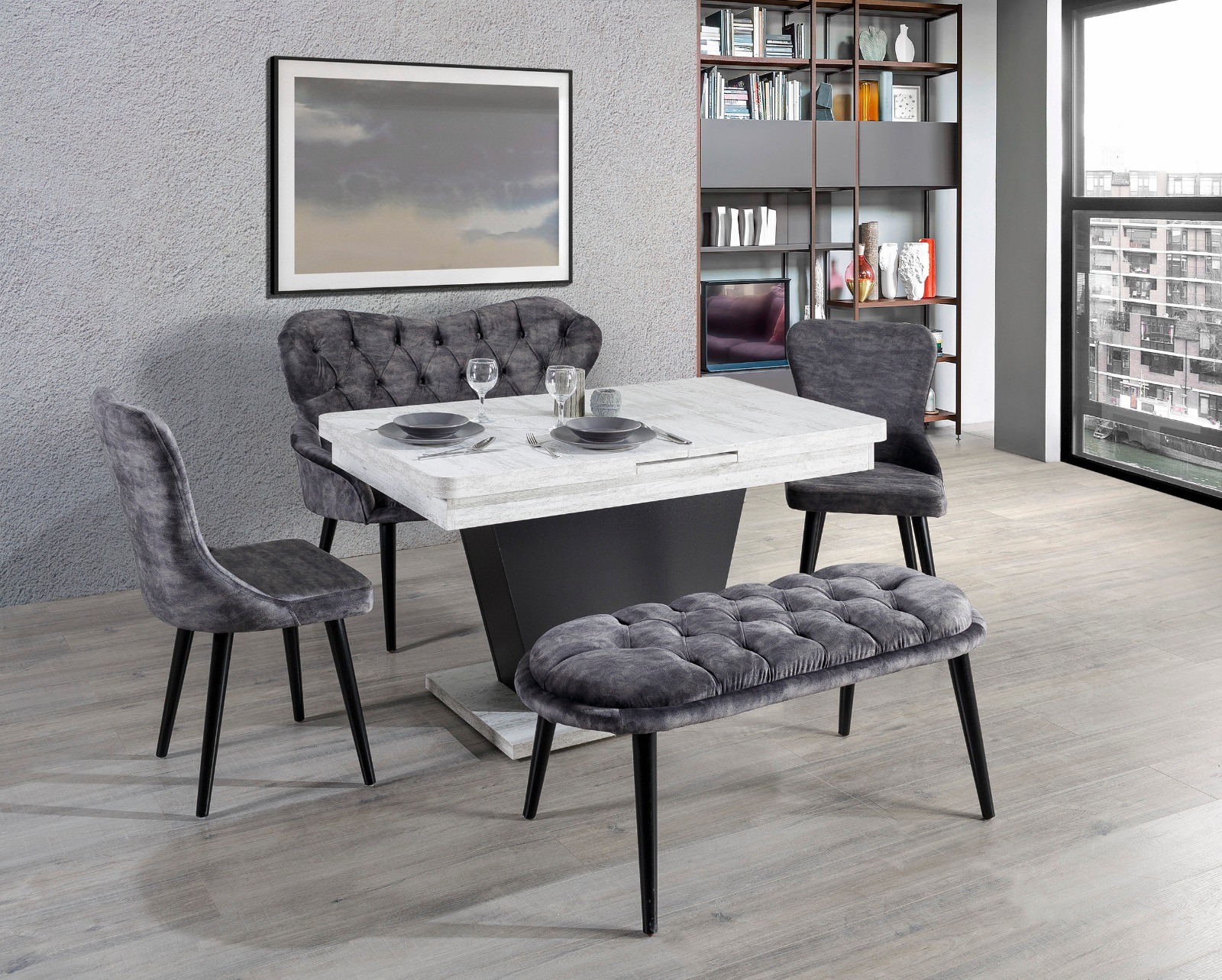 Stol T675 Safir Meşe / Antik Beyaz